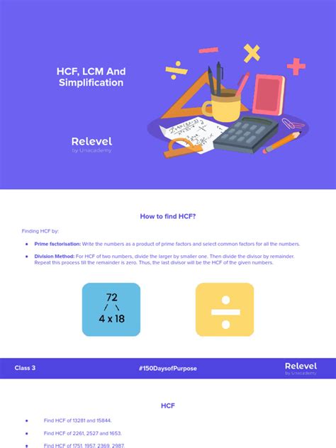 Hcf Lcm And Simplification Pdf Factorization Algebra