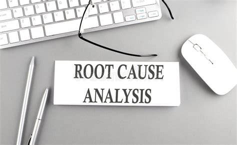 ROOT CAUSE ANALYSIS Text On Notepad On Chart With Keyboard And Calculator On Grey Background