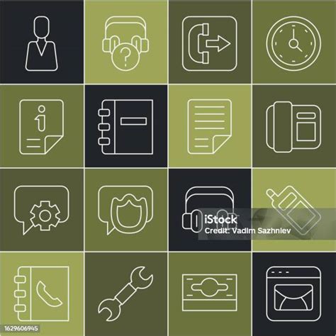 회선 메일 및 전자 메일 휴대폰 전화 송수화기 발신 전화 노트북 정보 직원 및 파일 문서 아이콘을 설정합니다 벡터 Brand Name Online Messaging