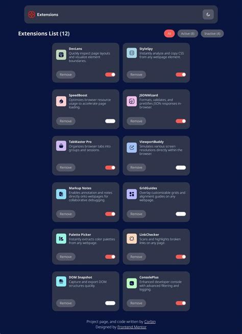 Frontend Mentor Browser Extensions Manager Ui Coding Challenge Solution