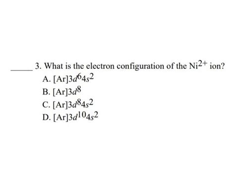 Solved What Is The Electron Configuration Of The Ni2