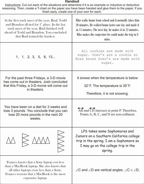 Inductive And Deductive Reasoning Worksheet Lovely Inductive And