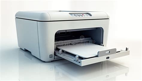 Modern White Office Printer With Output Tray Open Device Ready To Print Documents Tech Device