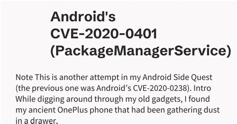 Android S Cve 2020 0401 Packagemanagerservice