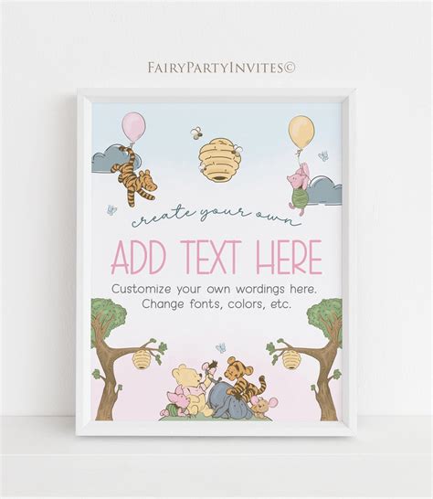 Winnie The Pooh Birthday Party Table Sign Winnie The Pooh Party Favor Treat Sign Winnie The