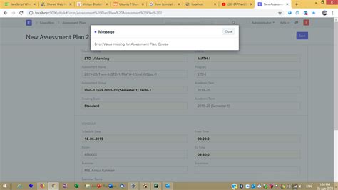 Error Value Missing For Assessment Plan Course Education Frappe Forum