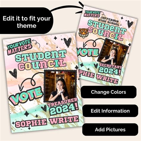 Student Council Campaign Flyer Templates Editable Voting Design Canva