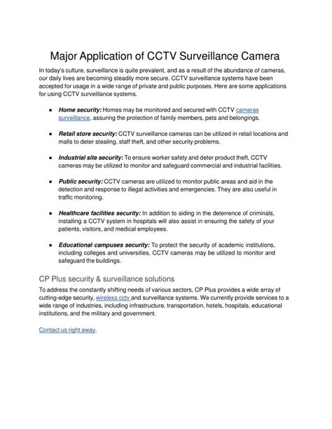 Ppt Major Application Of Cctv Surveillance Camera Powerpoint