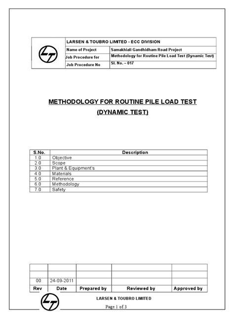 Method Statement Of Routine Pile Load Test Dynamic Pdf Deep Foundation Accelerometer