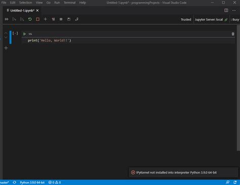 Not Able To Use Python Jupyter Notebook Ipynb Inside Vs Code · Issue
