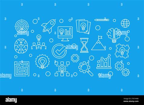 Brainstorm Outline Horizontal Illustration Vector Brainstorming Concept Banner In Thin Line