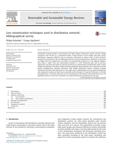 Pdf Loss Minimization Techniques Used In Distribution Network