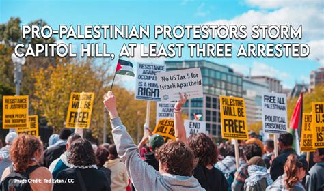 Pro Palestinian Protestors Storm Capitol Hill At Least Three Arrested