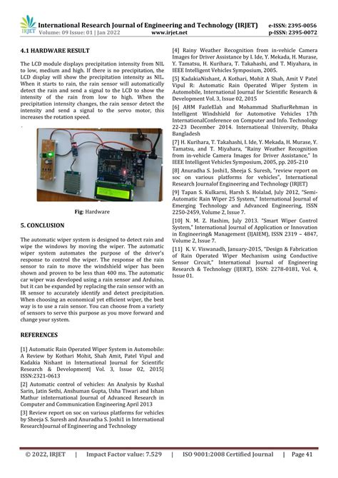 automatic rain sensing wipers using arduino pdf