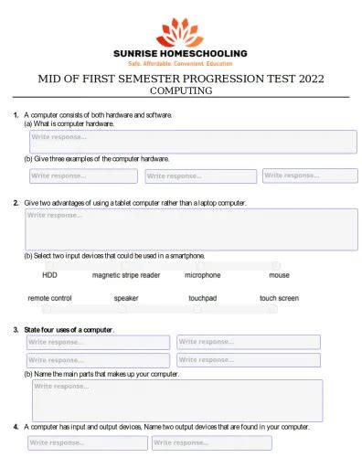 Computing Year 4 Interactive Worksheet Edform