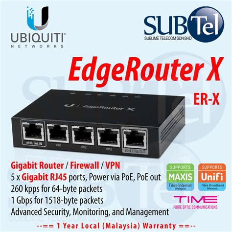 Ubiquiti Edge Router X 5 Port Gigabit Er X Bgp Ipv6 Poe Edgerouter Firewall Vpn Ubnt Malaysia