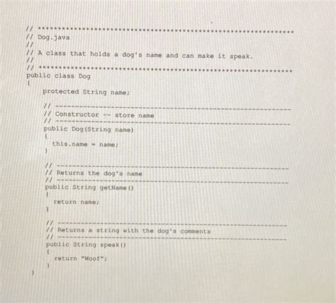 Solved 2 Exploring Inheritance File Dogjava Contains A Dog