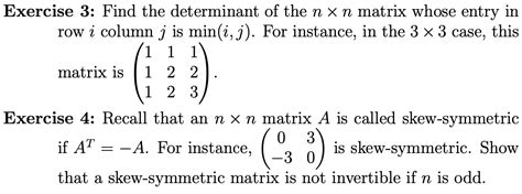 Solved Exercise 3 Find The Determinant Of The N×n Matrix