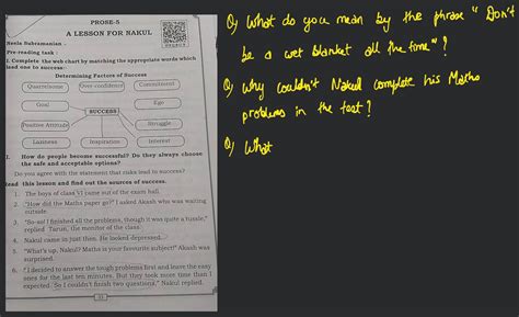 PROSE A LESSON FOR NAKUL Neela Subramanian Pre Reading Task I Comp