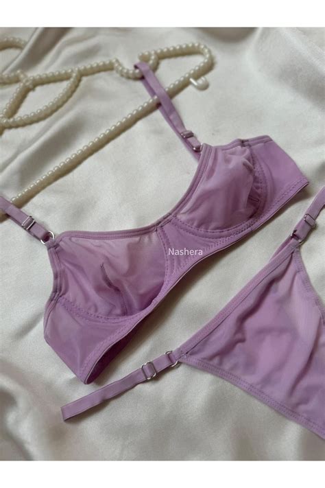 Nashera Lila Tül Balenli Bralet Seksi Sütyen Iç Çamaşır Takımı Fiyatı Yorumları Trendyol