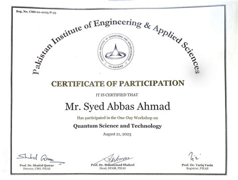 Syed Abbas Ahmad On Linkedin Quantumscience Pieas