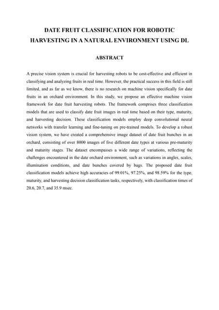 Date Fruit Classification For Robotic Harvesting In A Natural