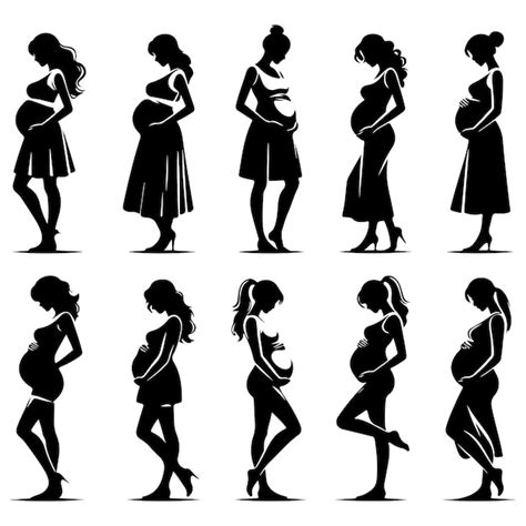 Conjunto De Ilustraciones Vectoriales De Mujeres Embarazadas Mujeres