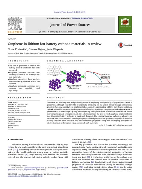 Pdf Graphene In Lithium Ion Battery Cathode Materials A Review