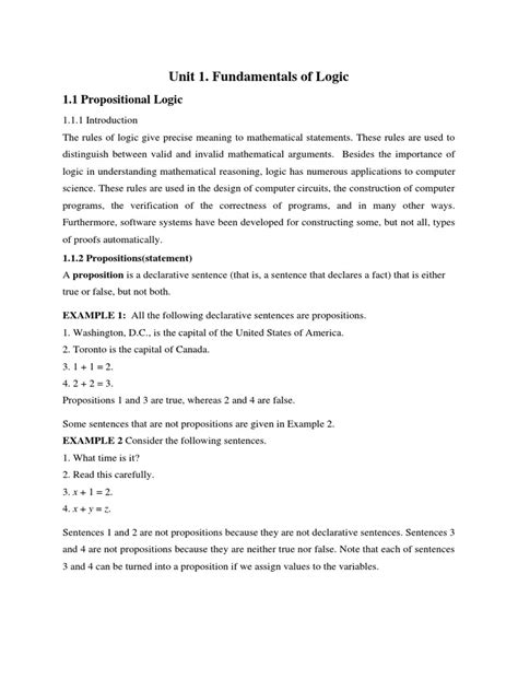 fundamentals of logic notes pdf