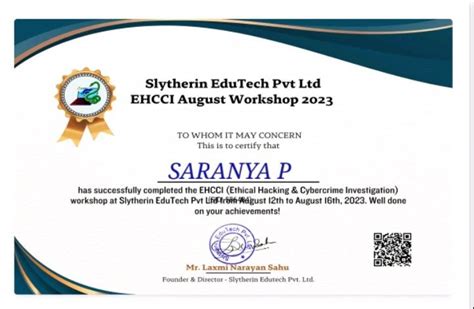 Saranya P On Linkedin Ethicalhacking Slytherinedutech Cybersecurity Hacking