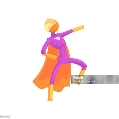 오렌지 망 토와 마스크 코믹스 슈퍼 히어로 양복에서 할아버지 문자입니다 만화 작업에 슈퍼 능력을 가진 초로 남자입니다 격리 된