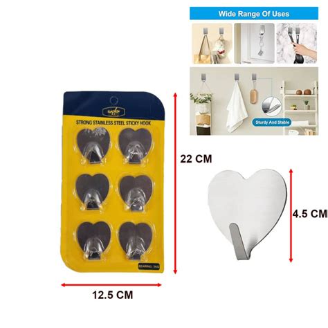 Xinchen Stailess Stell Sticky Hook 6 Pcs Shopee Malaysia
