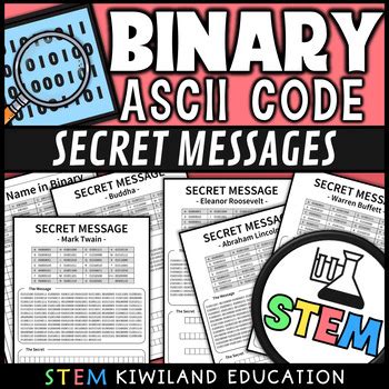 Binary Code Worksheets Unplugged Secret Codes Famous Quotes Ascii By Kiwiland