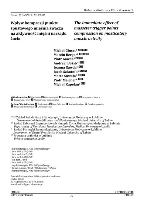Pdf The Immediate Effect Of Masseter Trigger Points Compression On