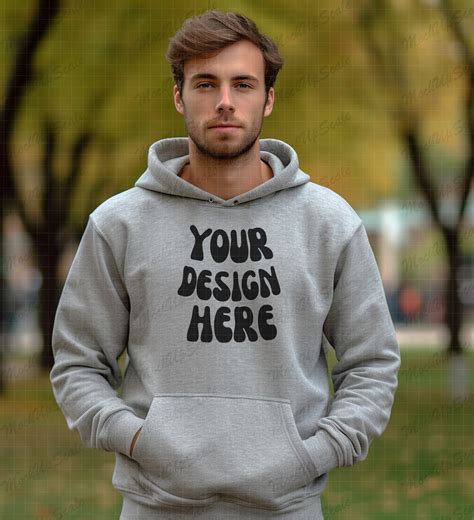 Male Gray Hoodie Mockup Gildan 18500 Sport Grey Mockups G185 Sport