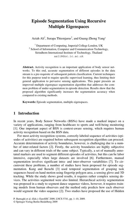 pdf episode segmentation using recursive multiple eigenspaces