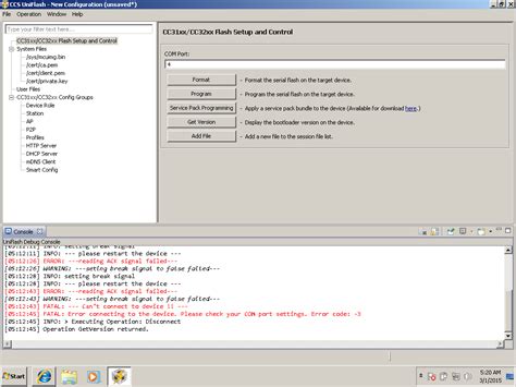 Cc3200 Uniflash Error Loading Dll Message Wi Fi Forum Wi Fi Ti