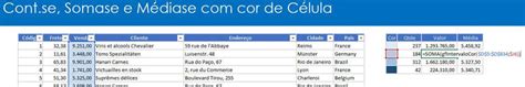 soma cor da célula contar e média no excel