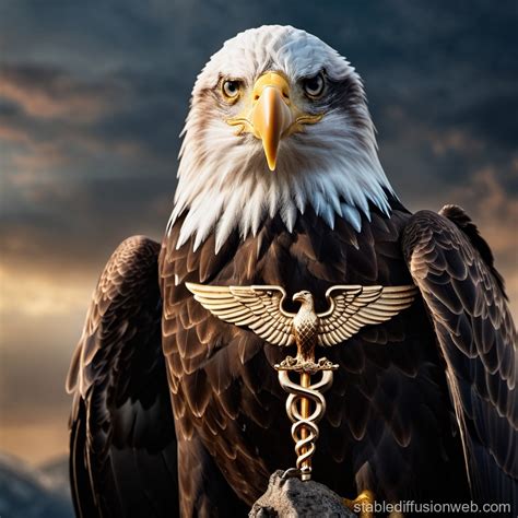Eagle Holding Caduceus Like Navy Seal Insignia Stable Diffusion Online
