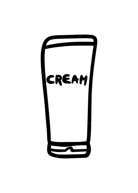 Buis Van Lichaam En Gezichtscrème Doodle Lineaire Cartoon Kleuren Premium Vector