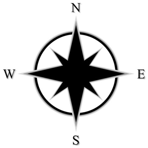 Premium Vector Black Flat Compass Rose With Shadow With Letters
