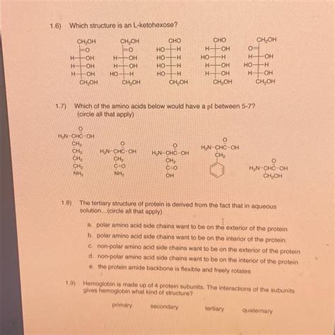 Solved 16 Which Structure Is An L Ketohexose 17 Which