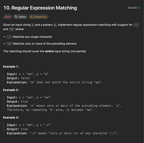 10 Regular Expression Matching — Leetcode Hard By Dreamchaserdiaries