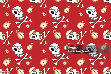 유쾌한 로저 와 안대 템플릿 빨간색 배경의 매끄러운 패턴 공포 무서움에 대한 스톡 벡터 아트 및 기타 이미지 공포 무서움