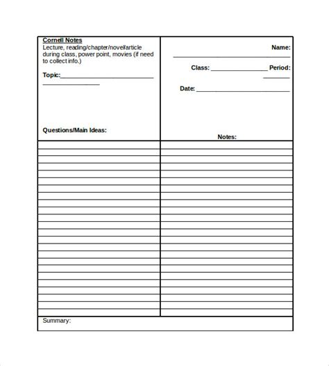 Note Taking Word Template Sfiveband Com