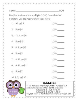 Least Common Multiple Practice By Independent Learners Make Happy Teachers