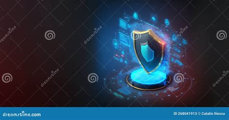Cyber Security Shield Icon Data Protection Concept Generative Ai Stock Illustration