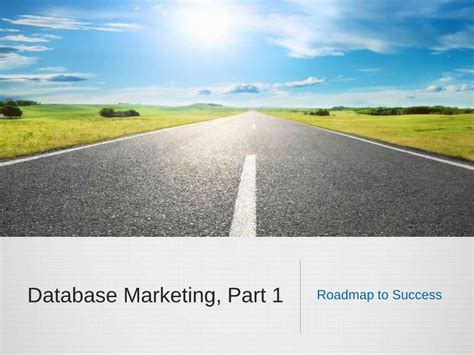 Pdf Database Marketing Part 1 Roadmap To Success Dokumentips