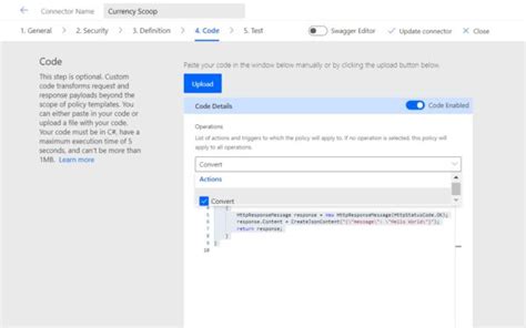 Transform A Custom Connector Response With C Code