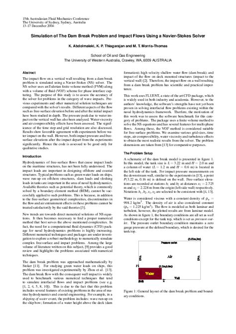 Pdf Simulation Of The Dam Break Problem And Impact Flows Using A Navier Stokes Solver